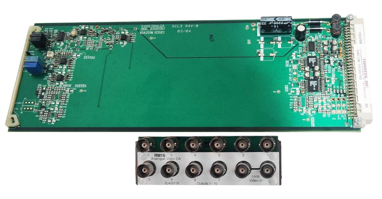 Crystal Vision vda110M Analogue Video Da Card W/RM16 Backplane ...